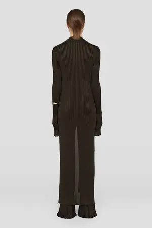 JIL SANDER Ribbed Knit Wide-leg Trousers - Black