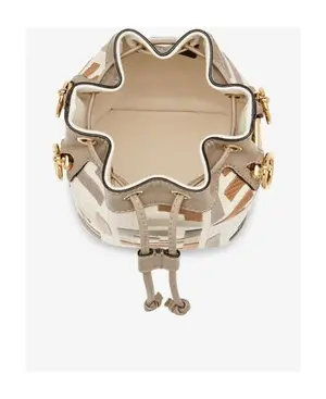 Fendi Embroidered Canvas Mini Bucket Bag With Gold Tone Hardware