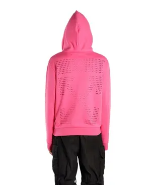 Off-White Bright Diamond Zipper Casual Jacket - Pink