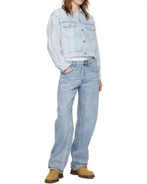 Alexander Wang Logo Patch Denim Trucker Jacket