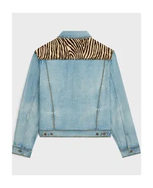 Celine Zebra-print Studded Trucker Jacket