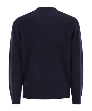MC2 SAINT BARTH Crewneck Knitwear With Embroidered Logo - Blue