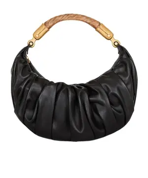 Balmain Ruched Shoulder Bag - Black