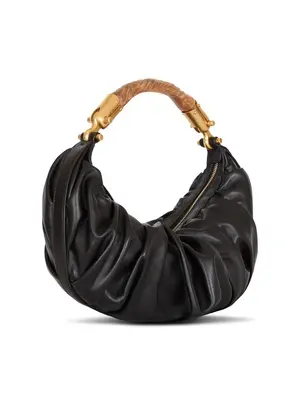 Balmain Ruched Shoulder Bag - Black