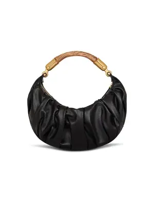 Balmain Ruched Shoulder Bag - Black