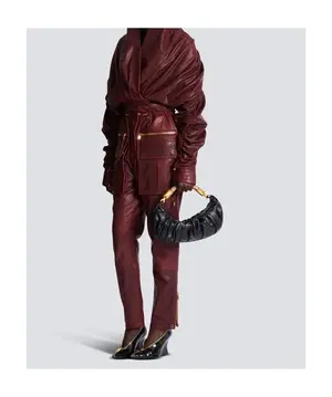 Balmain Ruched Shoulder Bag - Black