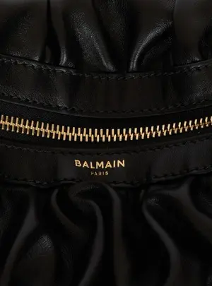 Balmain Ruched Shoulder Bag - Black