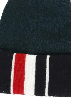 Thom Browne Color Blocked Ribbed Beanie