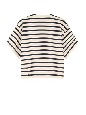 Moncler Striped Logo Detail T-shirt - White/blue