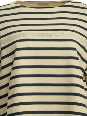 Moncler Striped Logo Detail T-shirt - White/blue