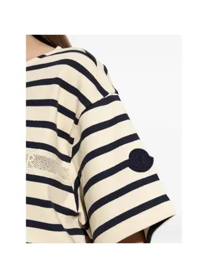 Moncler Striped Logo Detail T-shirt - White/blue