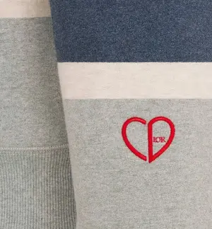 Dior Striped Crewneck Sweater With Bobby Embroidery