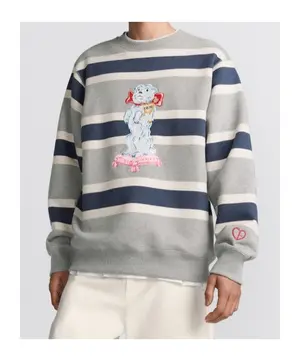 Dior Striped Crewneck Sweater With Bobby Embroidery