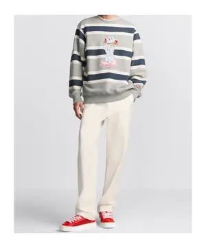 Dior Striped Crewneck Sweater With Bobby Embroidery