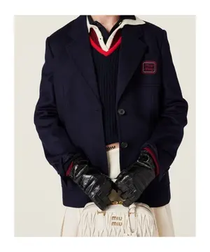Miu Miu Single-breasted Velour Jacket With Embroidered Logo