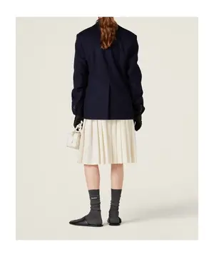 Miu Miu Single-breasted Velour Jacket With Embroidered Logo