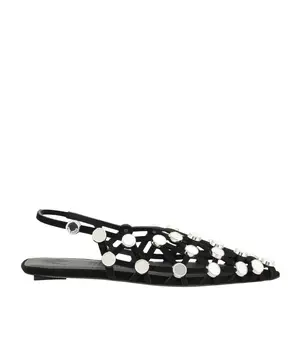 Attico The Grid Slingback Ballerina Flats - Black
