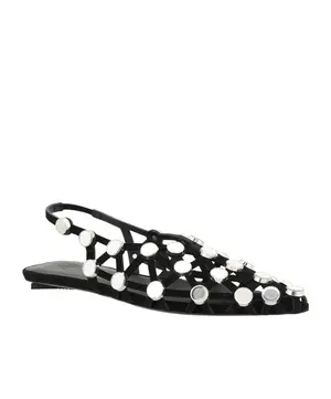 Attico The Grid Slingback Ballerina Flats - Black