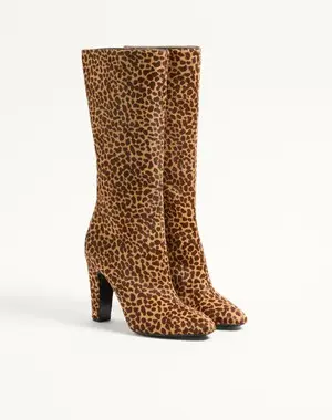 Valentino Garavani Hotty Boot In Pony-effect Calfskin - Brown