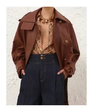 Zimmermann Hypnotic Belted Leather Jacket - Tan
