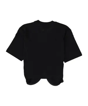 MSGM Zip-detail Gathered T-shirt - Black