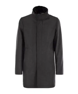 Herno Coat With Detachable Collar And Concealed Zip Closure - Black