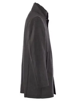 Herno Coat With Detachable Collar And Concealed Zip Closure - Black