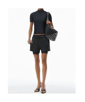 Alexander Wang Layered Elasticated-waist Shorts - Faded Black