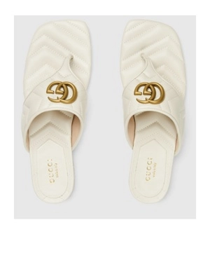 Gucci Double G Thong Sandals - White