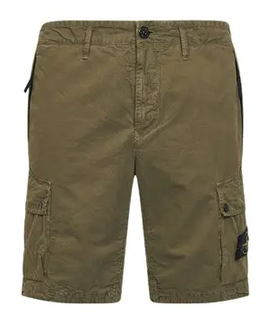 Stone Island Compass Patch Cargo Shorts - Green