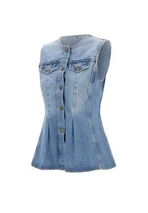ROTATE BY BIRGER CHRISTENSEN Flared Denim Vest - No