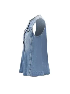 ROTATE BY BIRGER CHRISTENSEN Flared Denim Vest - No