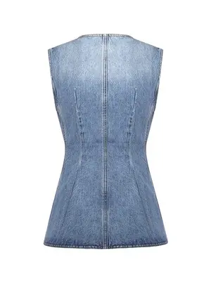 ROTATE BY BIRGER CHRISTENSEN Flared Denim Vest - No