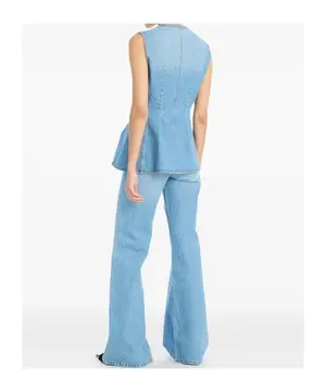 ROTATE BY BIRGER CHRISTENSEN Flared Denim Vest - No