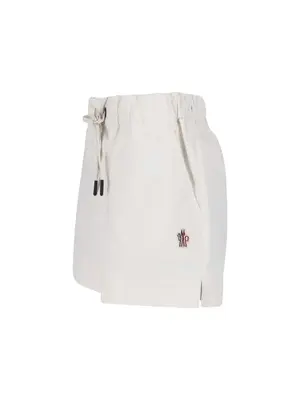 Moncler Elasticated Logo Shorts - Cream