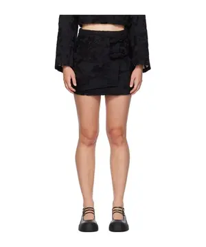 GANNI Jacquard Floral Pattern Skirt With Knot Detailing