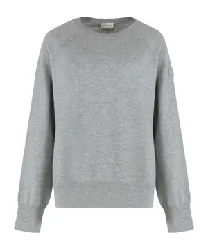 Moncler Cashmere Crew Neck Knitted Sweater - Grey