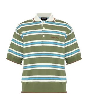 Dsquared2 Logo Embroidered Striped Polo Shirt