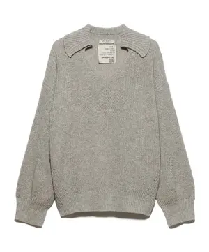 MAXCO. Max&co. Ribbed V-neck Long-sleeved Sweater