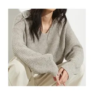 MAXCO. Max&co. Ribbed V-neck Long-sleeved Sweater