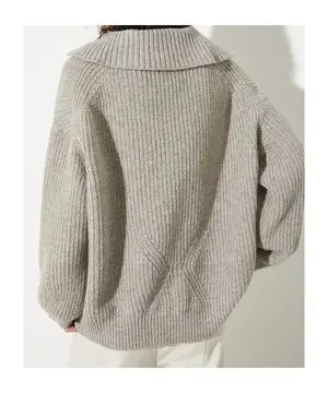 MAXCO. Max&co. Ribbed V-neck Long-sleeved Sweater
