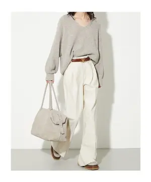 MAXCO. Max&co. Ribbed V-neck Long-sleeved Sweater