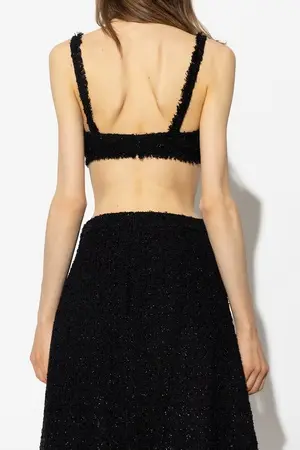 Balenciaga Cropped Tweed Tank Top