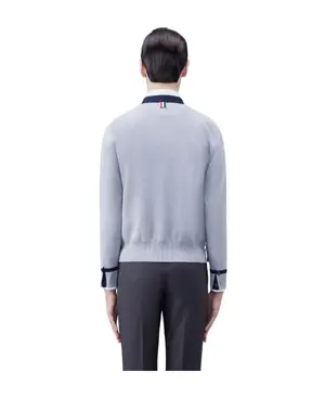 Thom Browne Milano Cotton Knit Cardigan With Contrast Trim