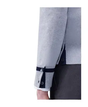 Thom Browne Milano Cotton Knit Cardigan With Contrast Trim