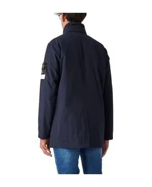 Stone Island Logo Patch Zip-up Jacket - Blue