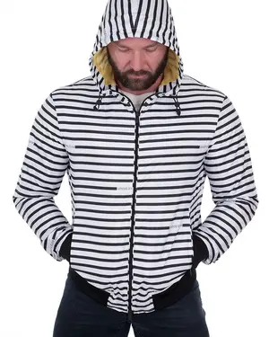 Emporio Armani Striped Casual Jacket With Drawstring Hood