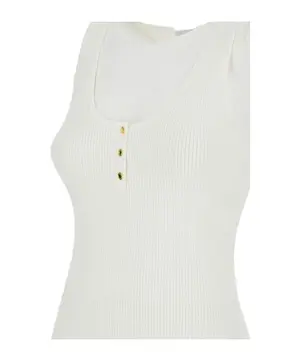Elisabetta Franchi Ribbed Button Knit Top