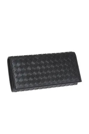 Bottega Veneta Dark Gray Intrecciato Pattern Wallet
