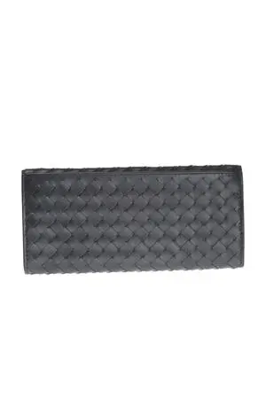 Bottega Veneta Dark Gray Intrecciato Pattern Wallet